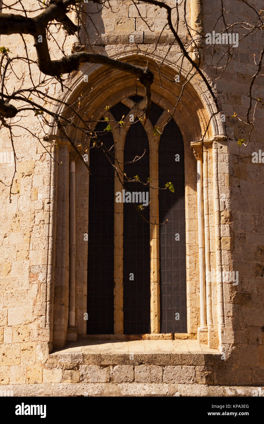 Window in the romanesque monastery of Sant Cugat, Barcelona Stock Photo ...