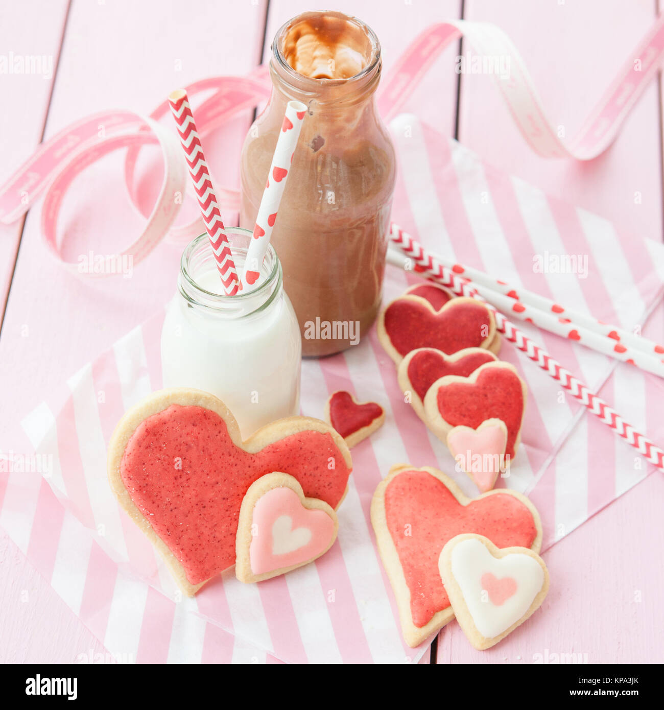 colorful biscuits and milk Stock Photo - Alamy