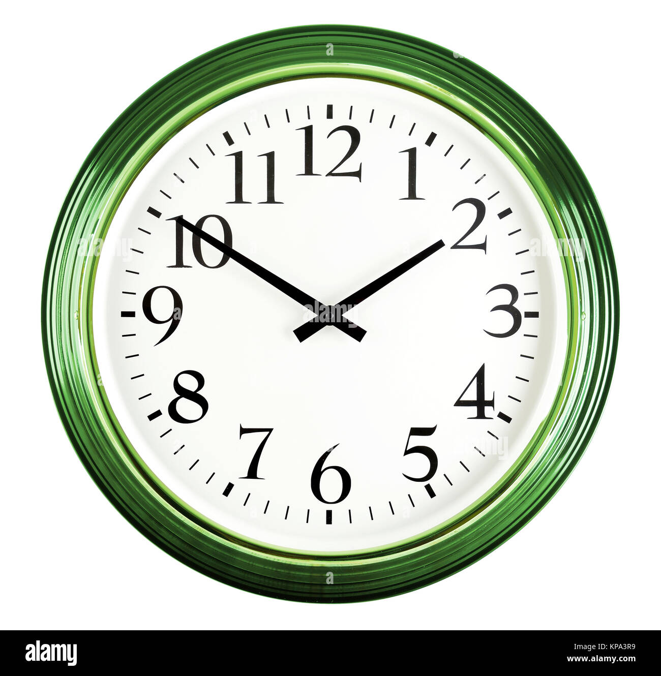 Wall clock isolated on white. Ten to two Stock Photo - Alamy