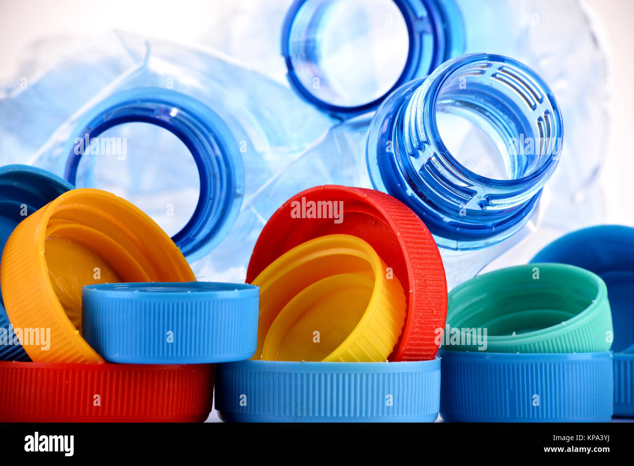 Composition with plastic bottles and caps Stock Photo - Alamy