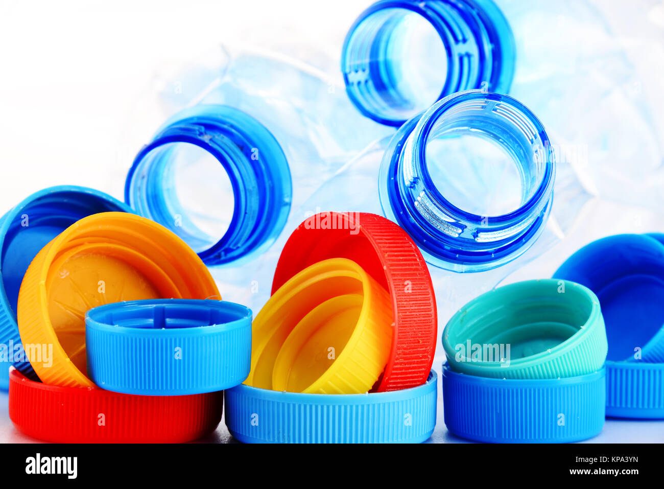 Composition with plastic bottles and caps Stock Photo - Alamy