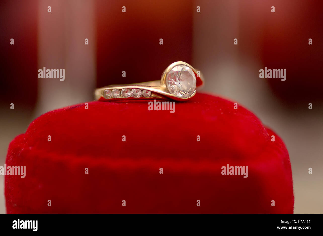 Engagement ring on the red box Stock Photo - Alamy