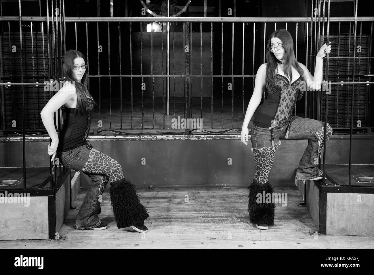 Pretty girl in alternative fashion inside a nightclub Stock Photo - Alamy