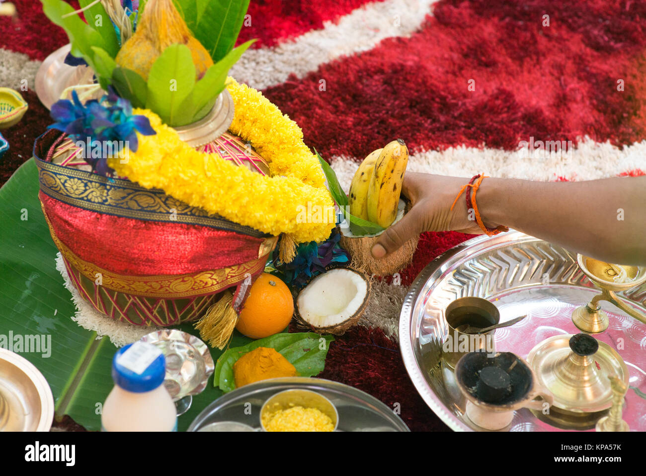 South Indian prayers heritage items Stock Photo - Alamy