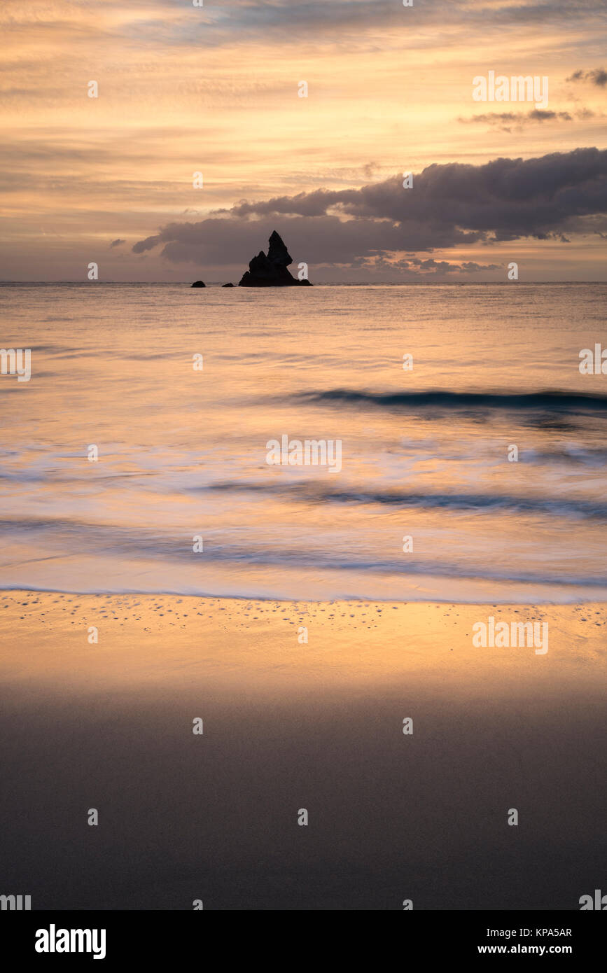 Stunning sunrise landsdcape of idyllic Broadhaven Bay beach on ...