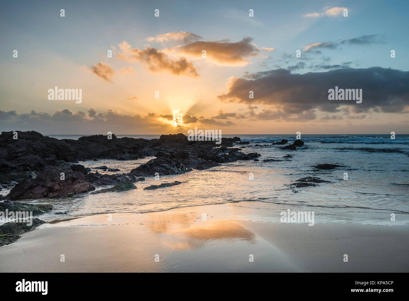 Beautiful sunset landscape image of Freshwater West beach on ...