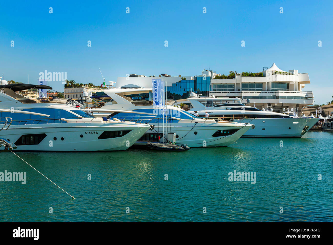 CANNES, FRANCE - SEPTEMBER 9th, 2015. Yachts anchored in Port Pierre ...