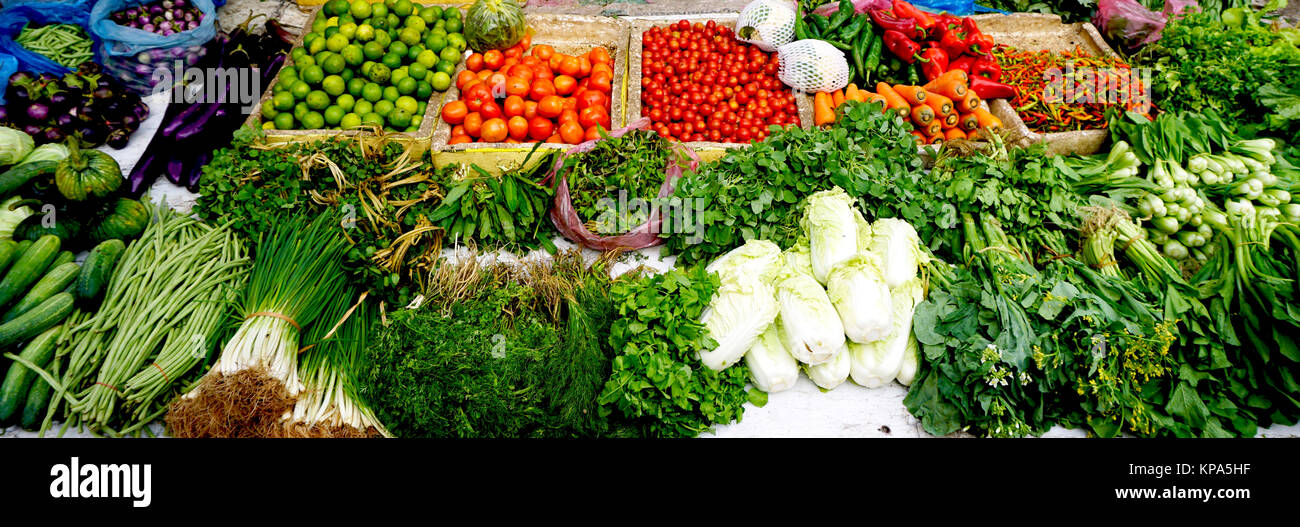 Fresh and organic vegetables at farmer local market Stock Photo - Alamy
