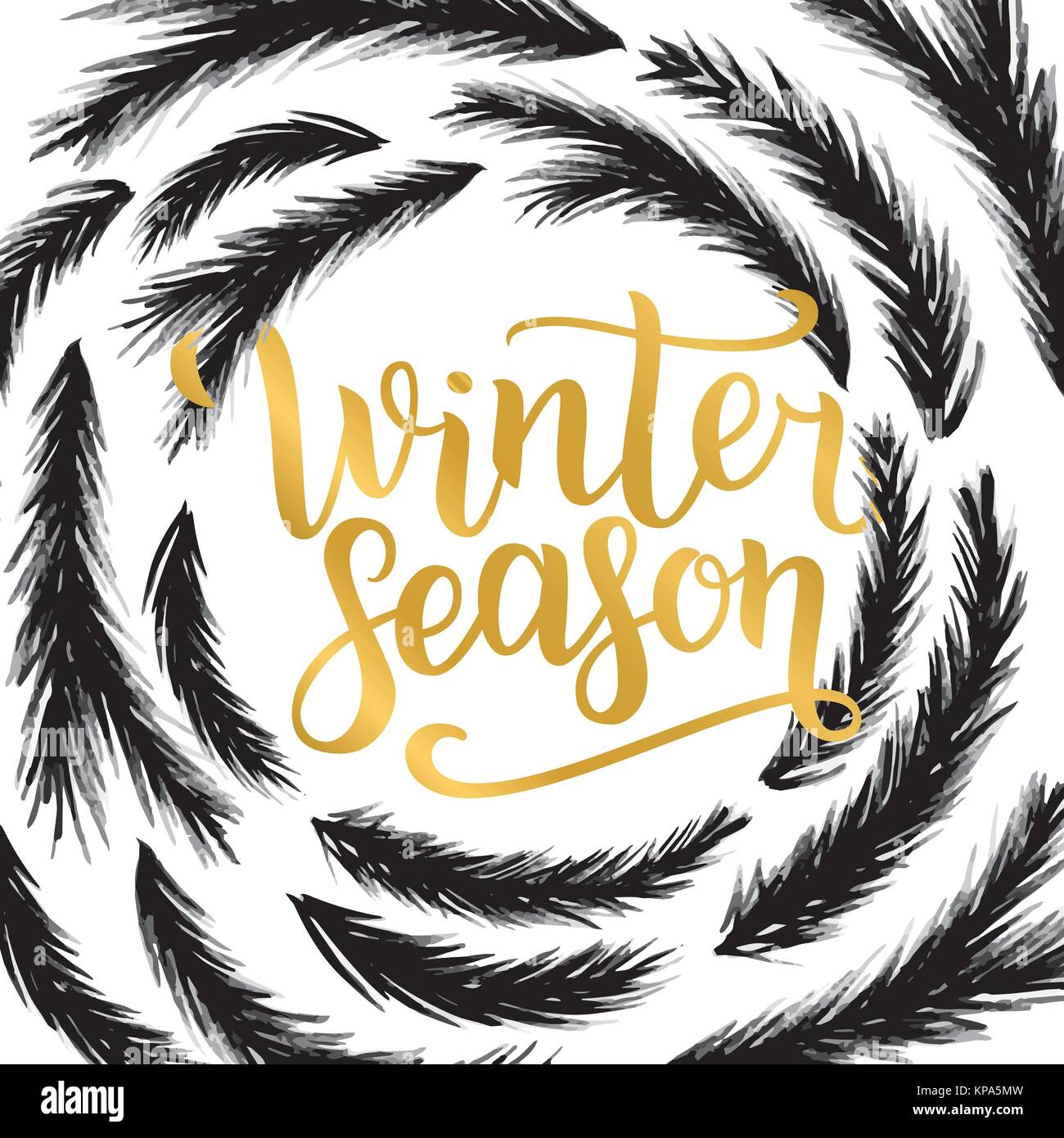 Winter season lettering design. Vector illustration, gold letters with ...