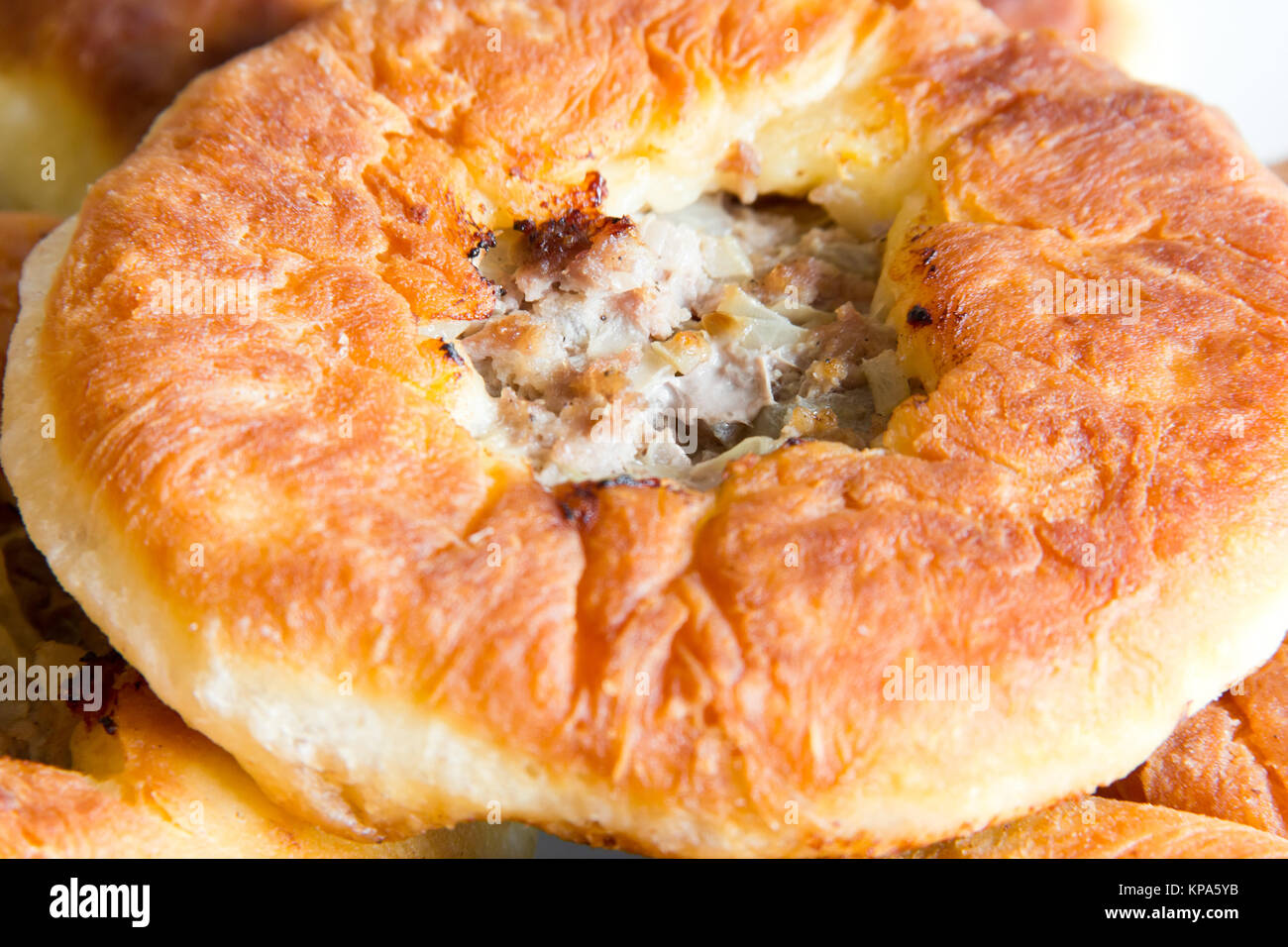 Russian Pie with meat Stock Photo - Alamy