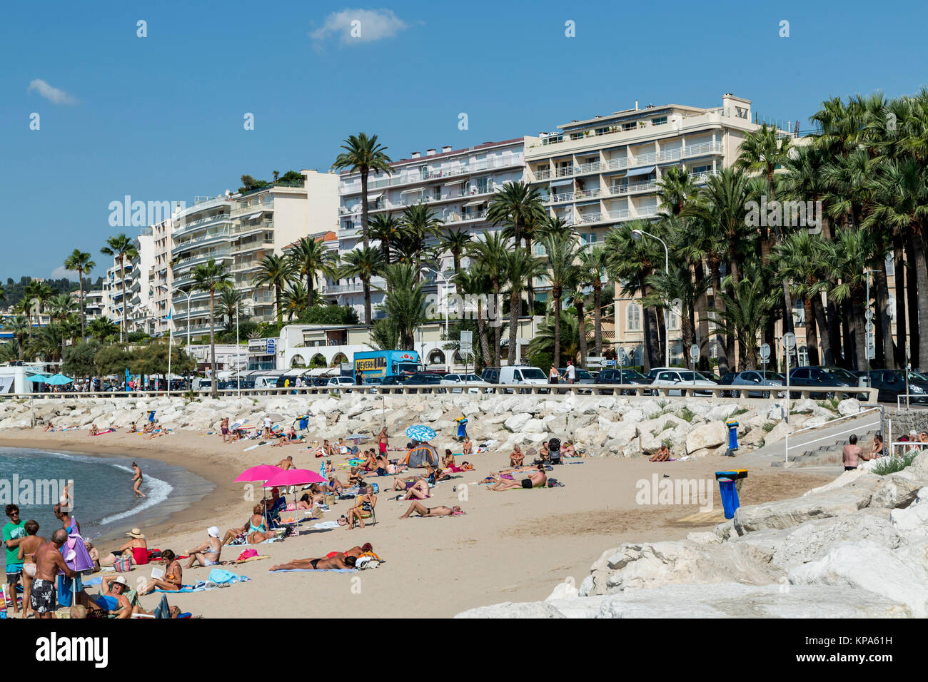 CANNES, FRANCE - SEPTEMBER 9th, 2015. Cannes beaches are considered the ...