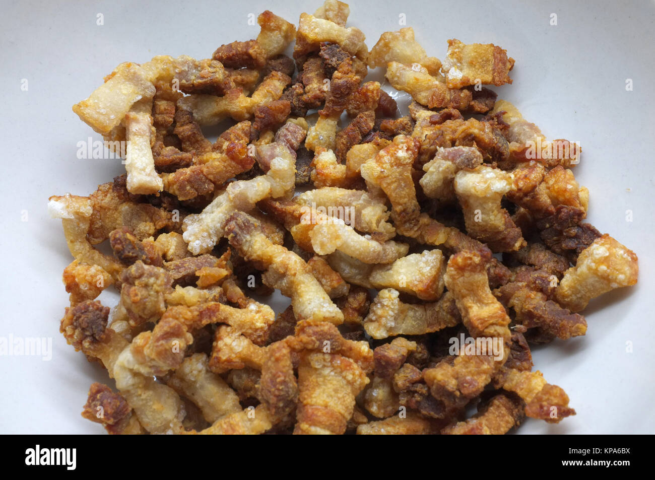 Pork snack, pork rind, pork scratching, pork crackling Stock Photo - Alamy