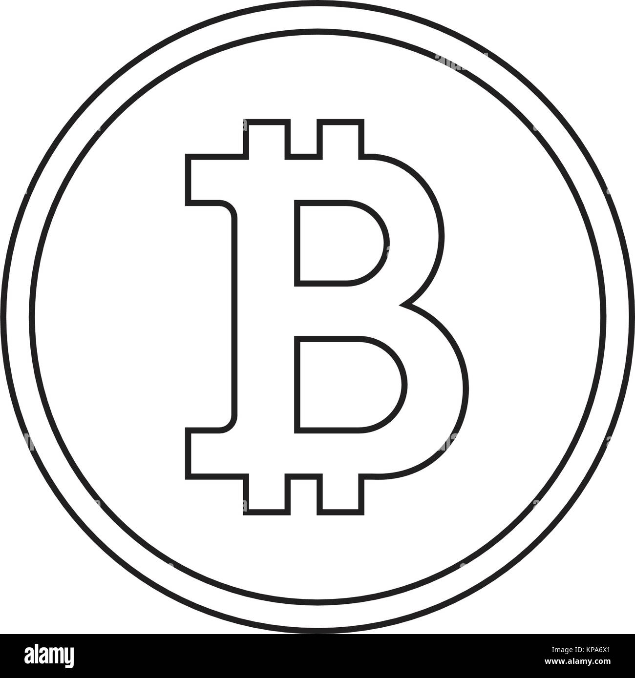 Bitcoin icon with outline style. Logo with trendy line style. E ...