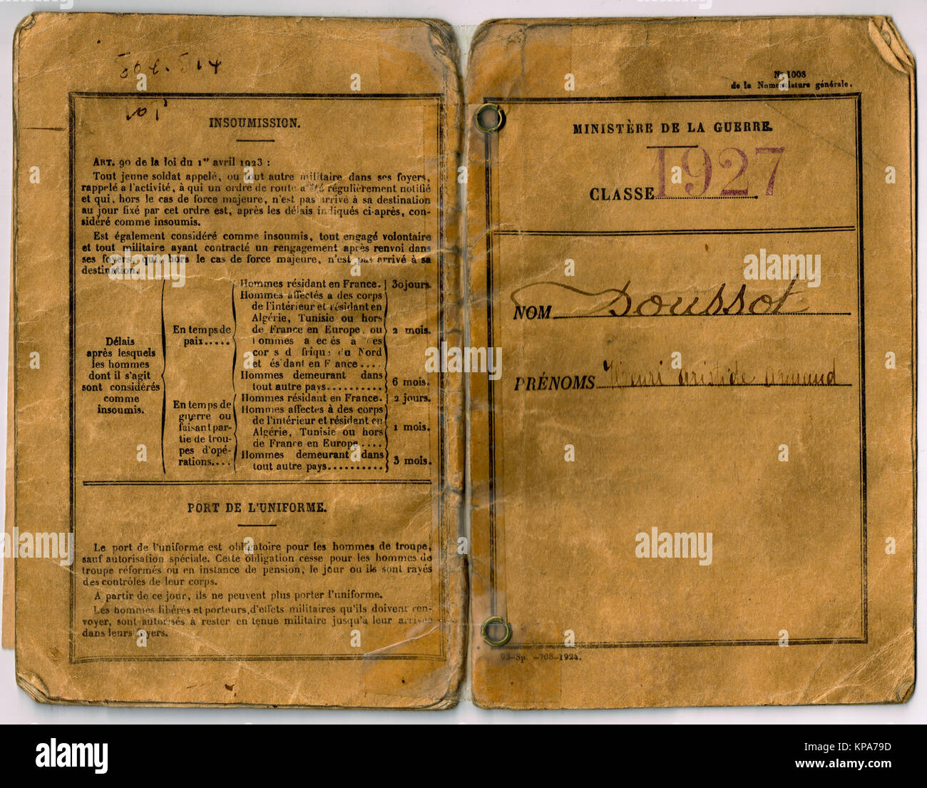 WWII French military booklet, Lyon, France Stock Photo - Alamy