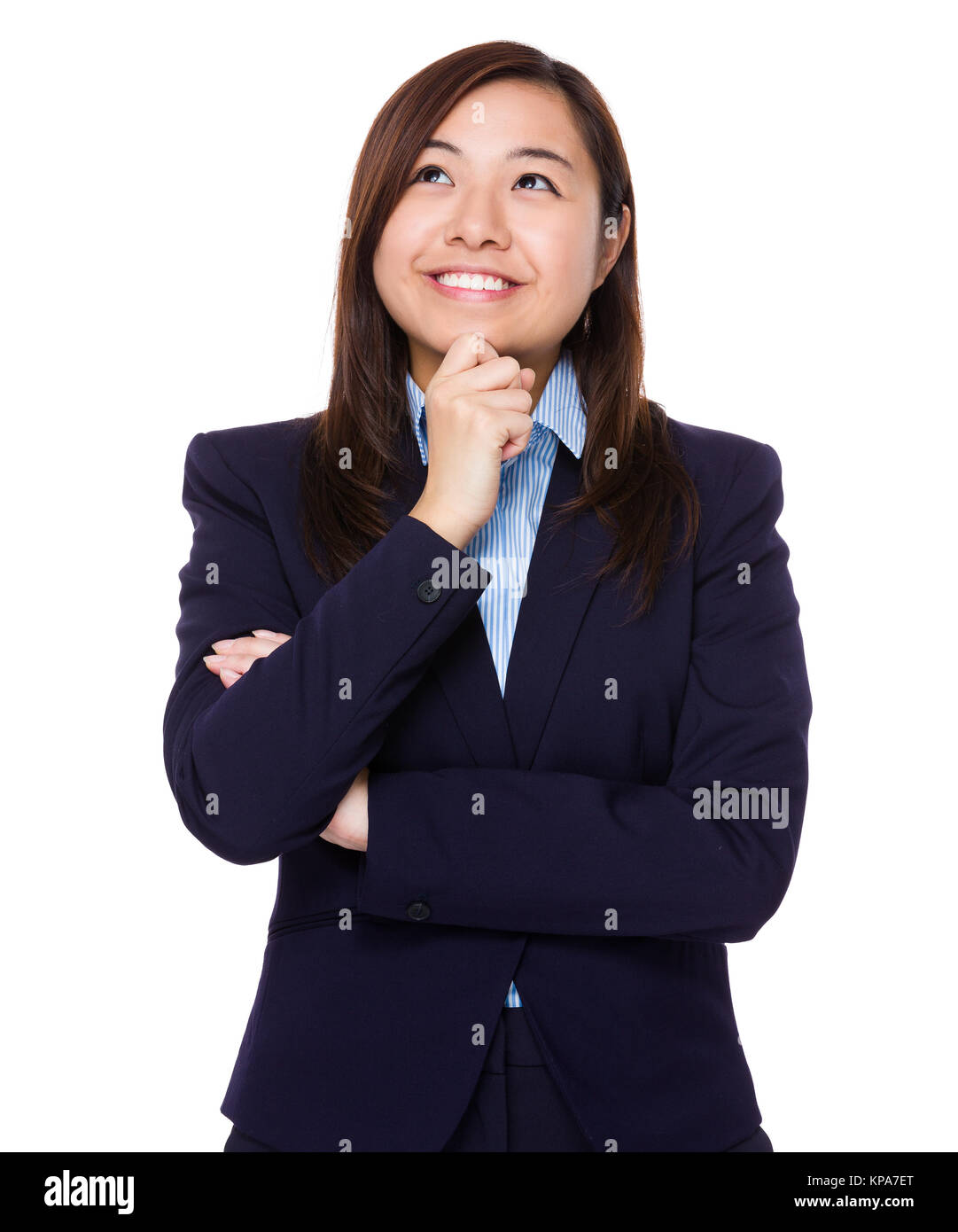 Asian Young businesswoman think of idea Stock Photo - Alamy