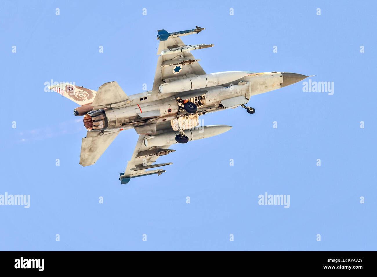 Israeli Air Force (IAF) General Dynamics F-16C in flight. Photographed ...