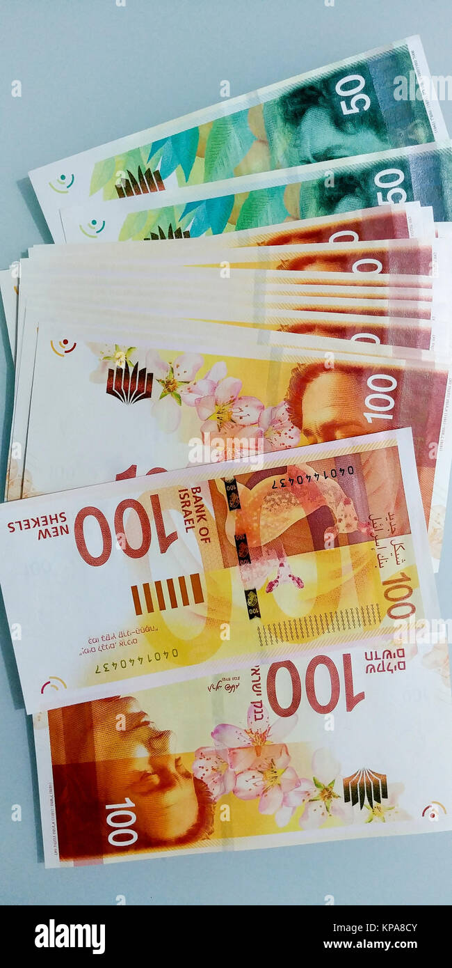 The new Israeli Shekel banknotes issued in November 2017 Stock Photo ...