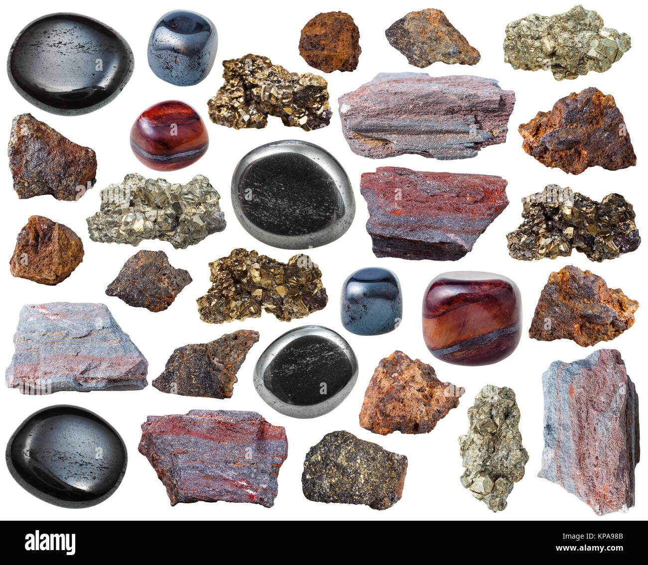 various iron ore stones and rocks isolated Stock Photo - Alamy
