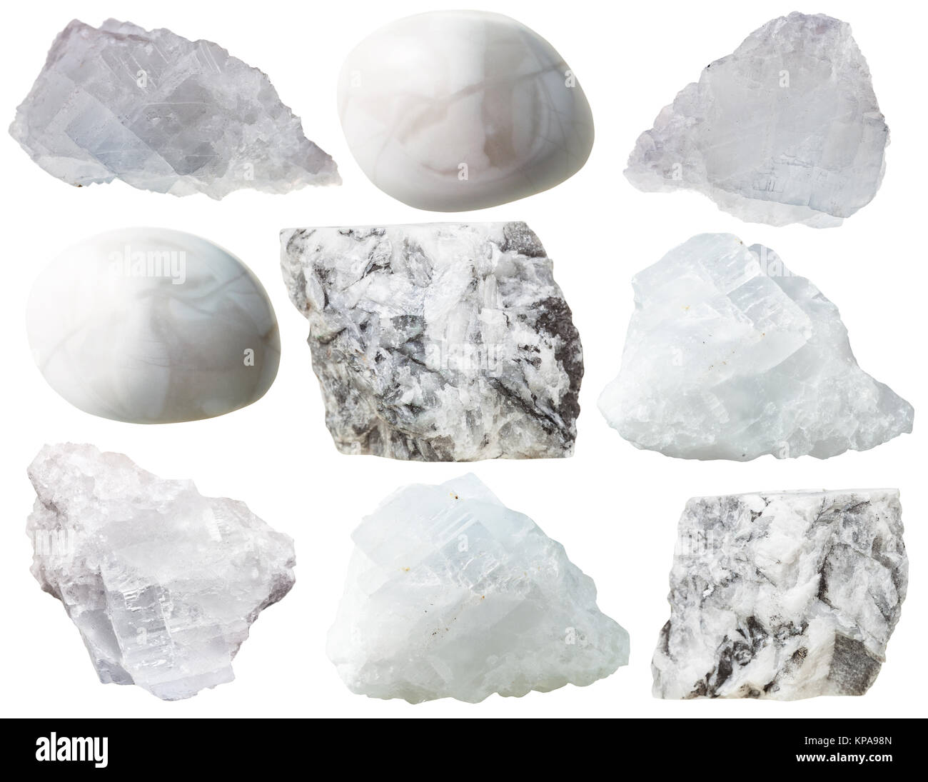 magnesite rocks and tumbled gem stones isolated Stock Photo - Alamy