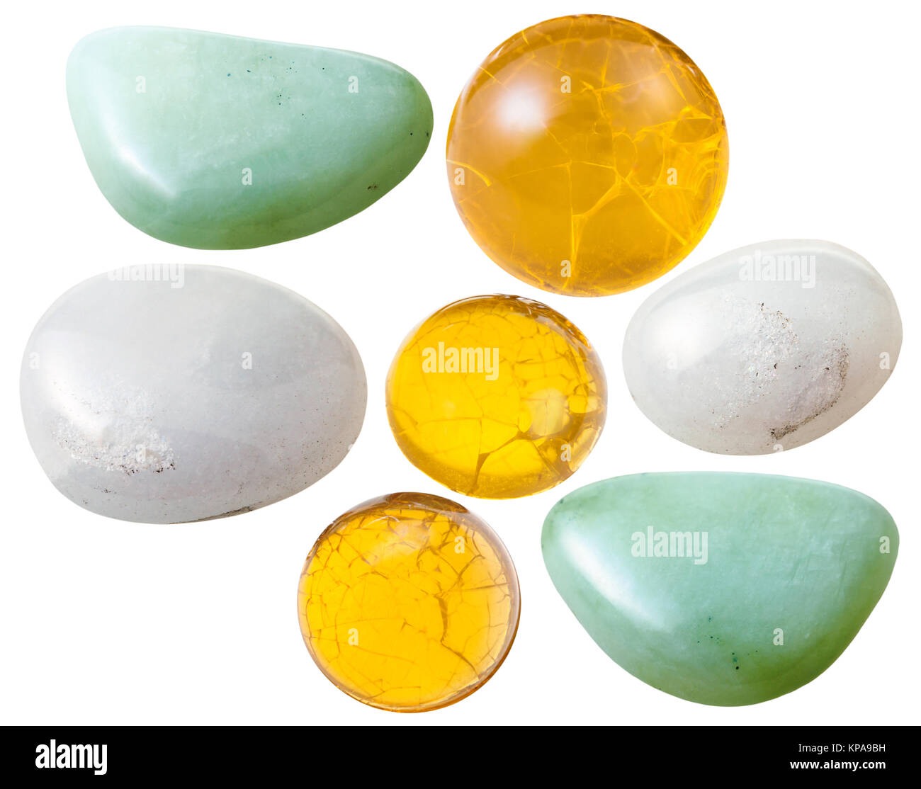 various opal gem stones isolated on white Stock Photo - Alamy