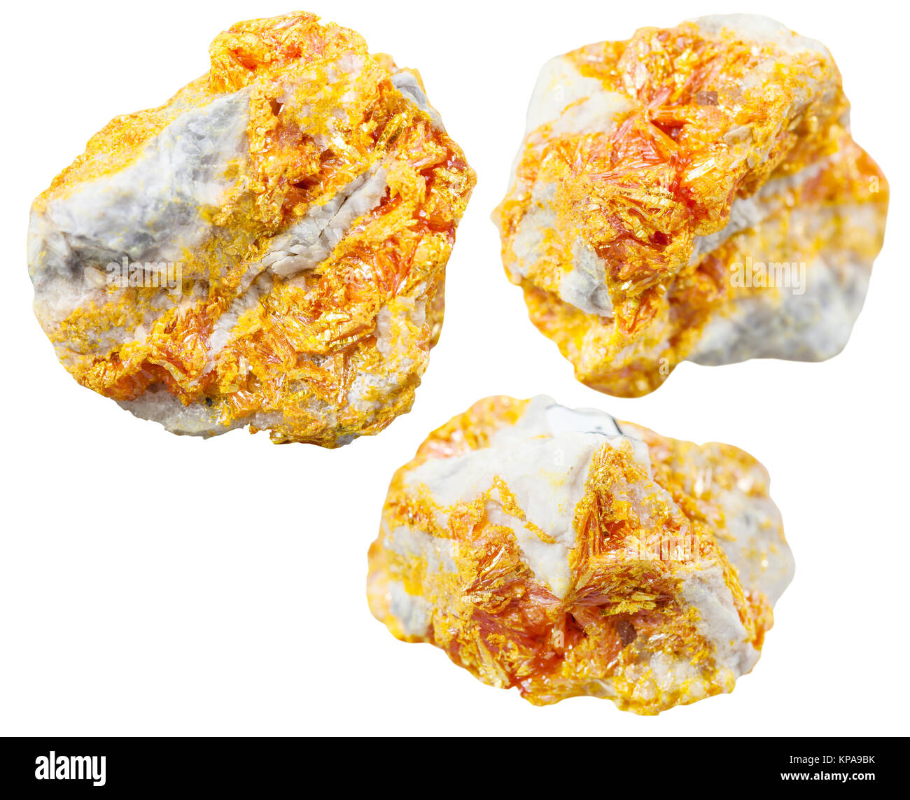 set of Orpiment mineral stones on dolomite Stock Photo - Alamy