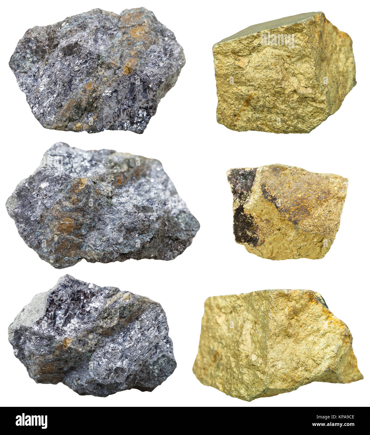 Chalcopyrite stones and crystals on galena rocks Stock Photo - Alamy