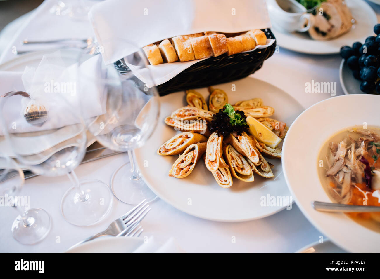 Wedding Reception Table Setting Aerial Top View Stock Photo - Alamy