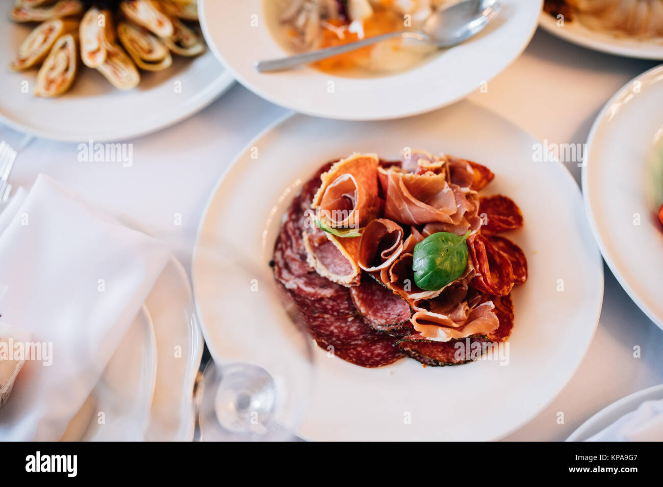 Wedding Reception Table Setting Aerial Top View Stock Photo - Alamy