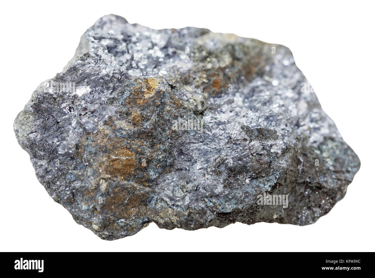 galena mineral stone with chalcopyrite crystals Stock Photo - Alamy