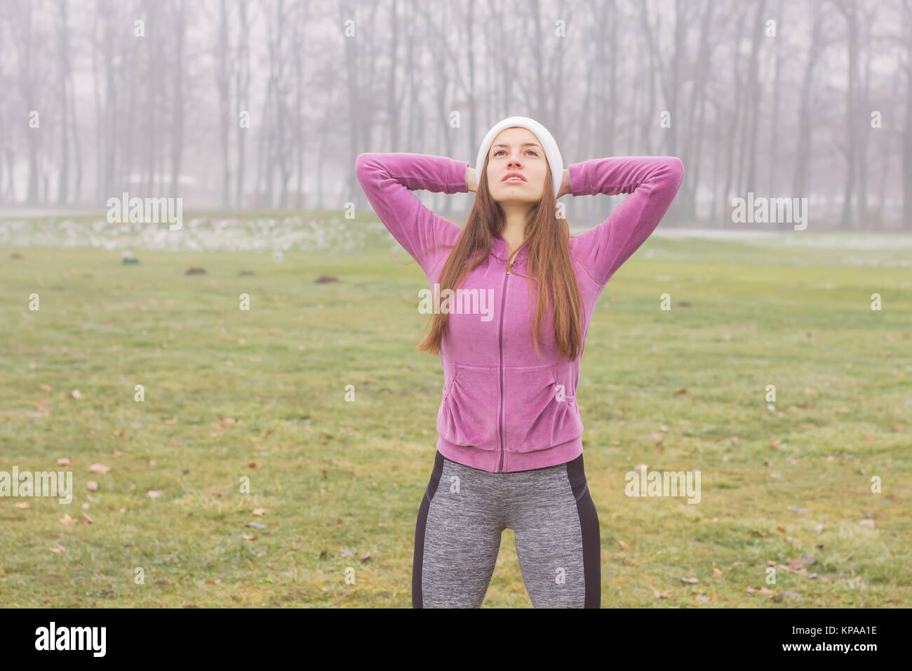 Fitness Woman Outdoor Exercise Stock Photo - Alamy