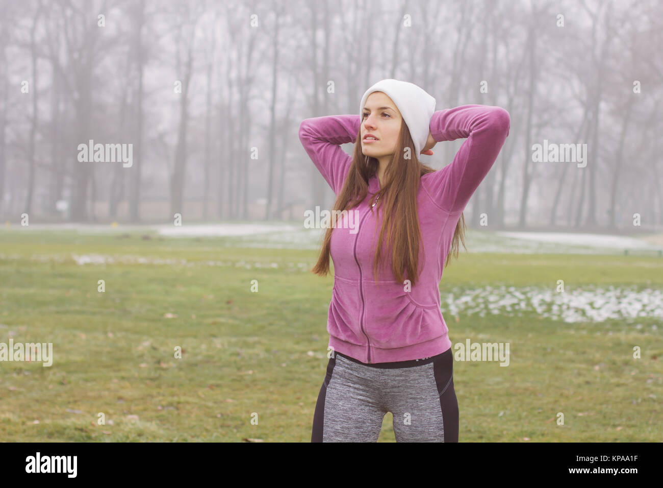 Fitness Woman Outdoor Exercise Stock Photo - Alamy