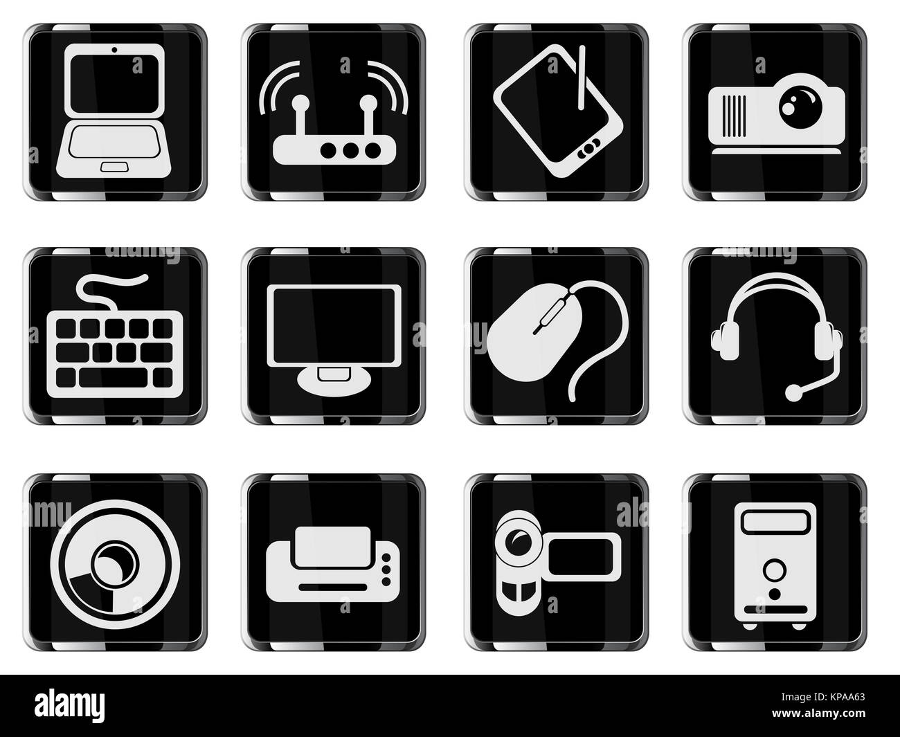Computer equipment simple vector icons Stock Photo - Alamy