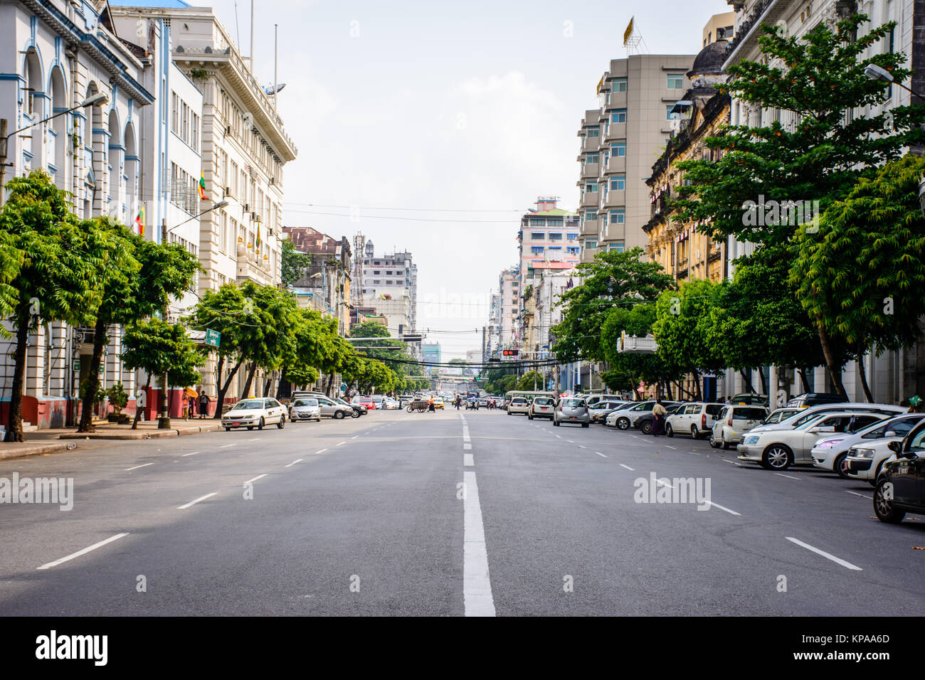downtown area of Yangon, Pansodan Street, Myanmar, may-2017 Stock Photo ...