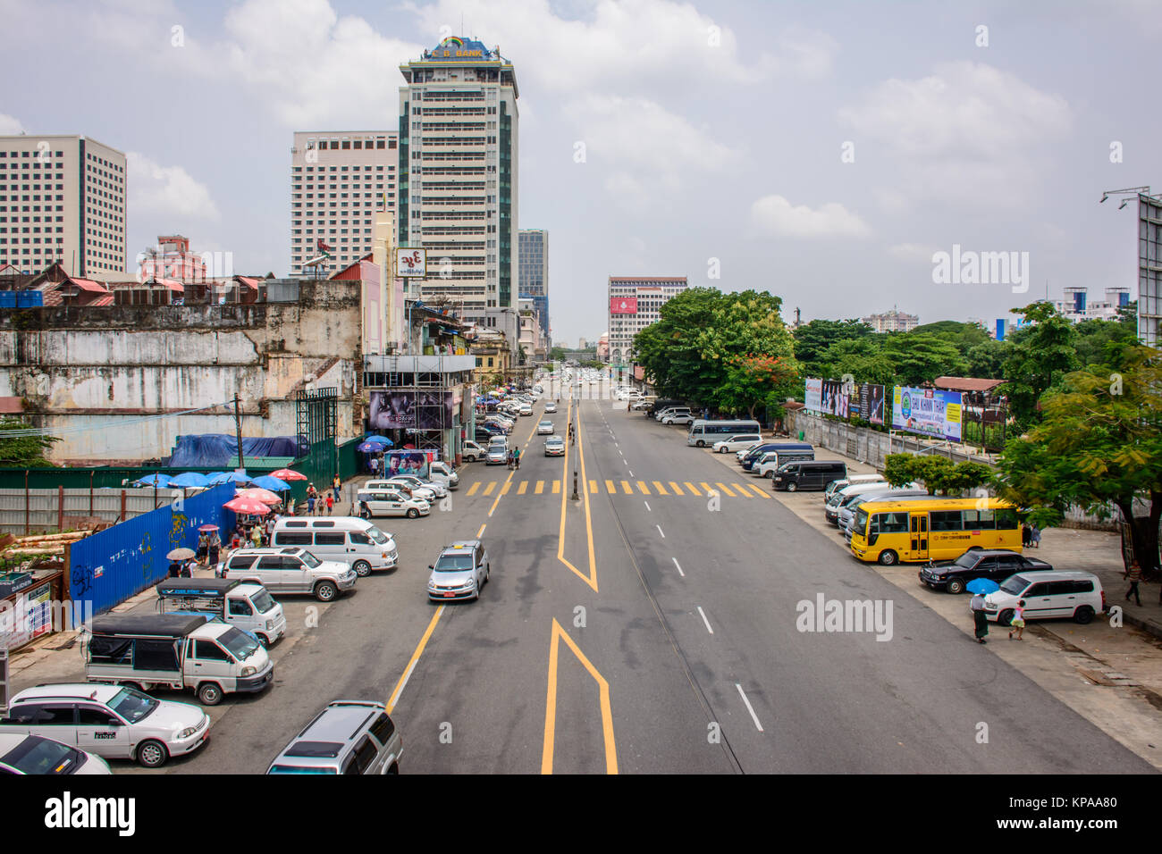 downtown area of Yangon, General Aung San Road, Myanmar Stock Photo - Alamy