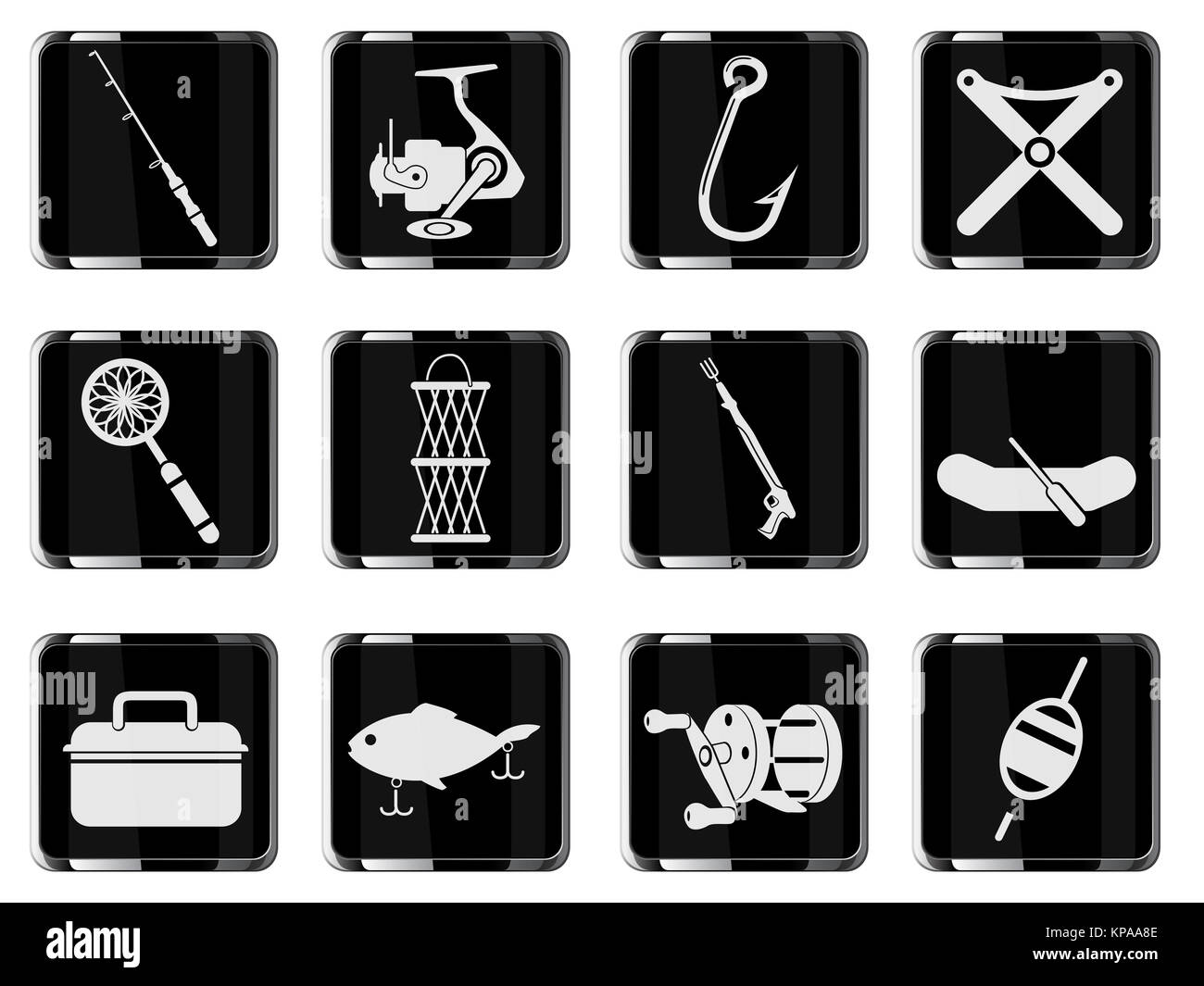 Fishing icon set Stock Photo - Alamy