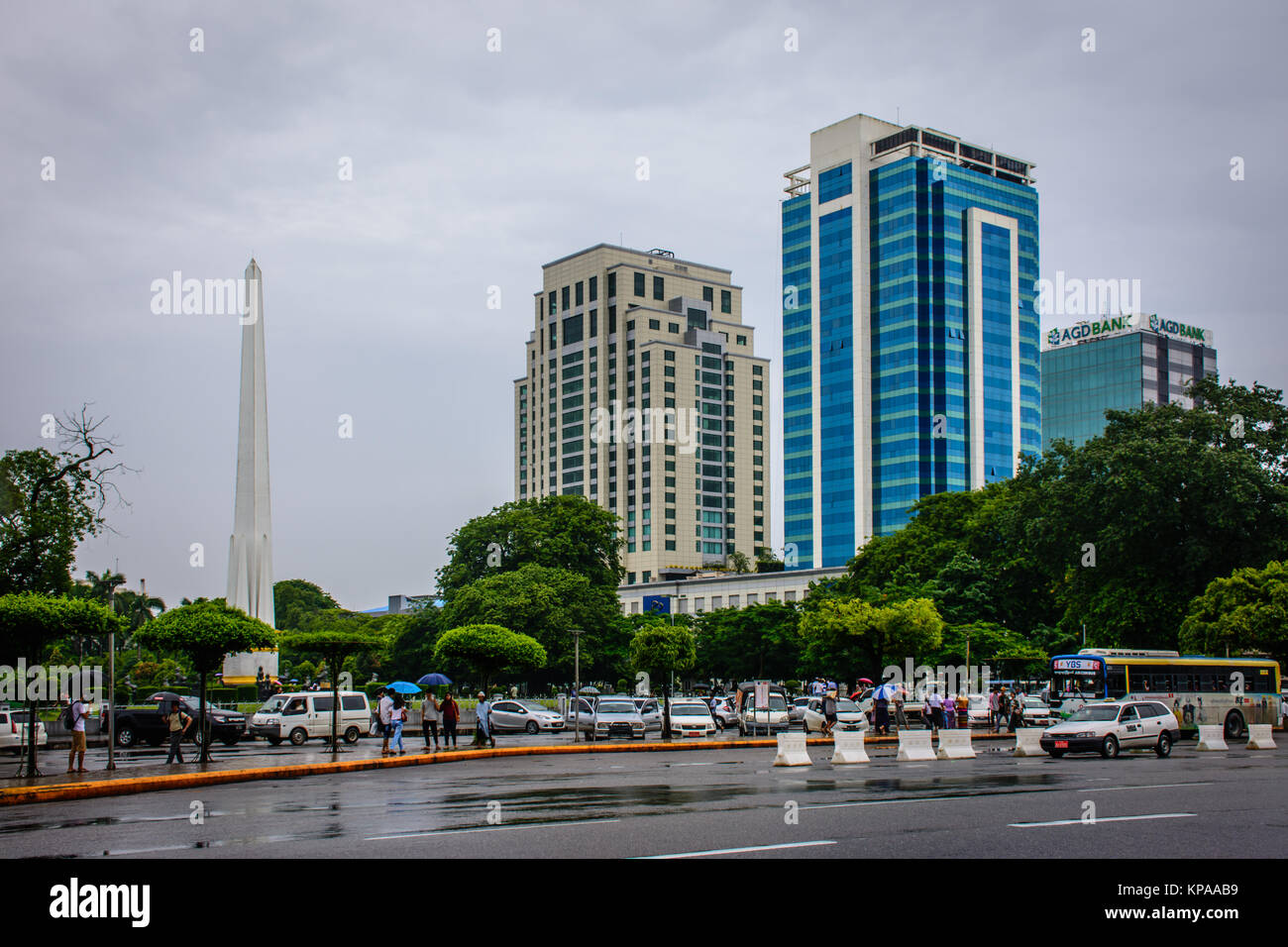 downtown area of Yangon in the rainy season, Myanmar, June-2017 Stock ...
