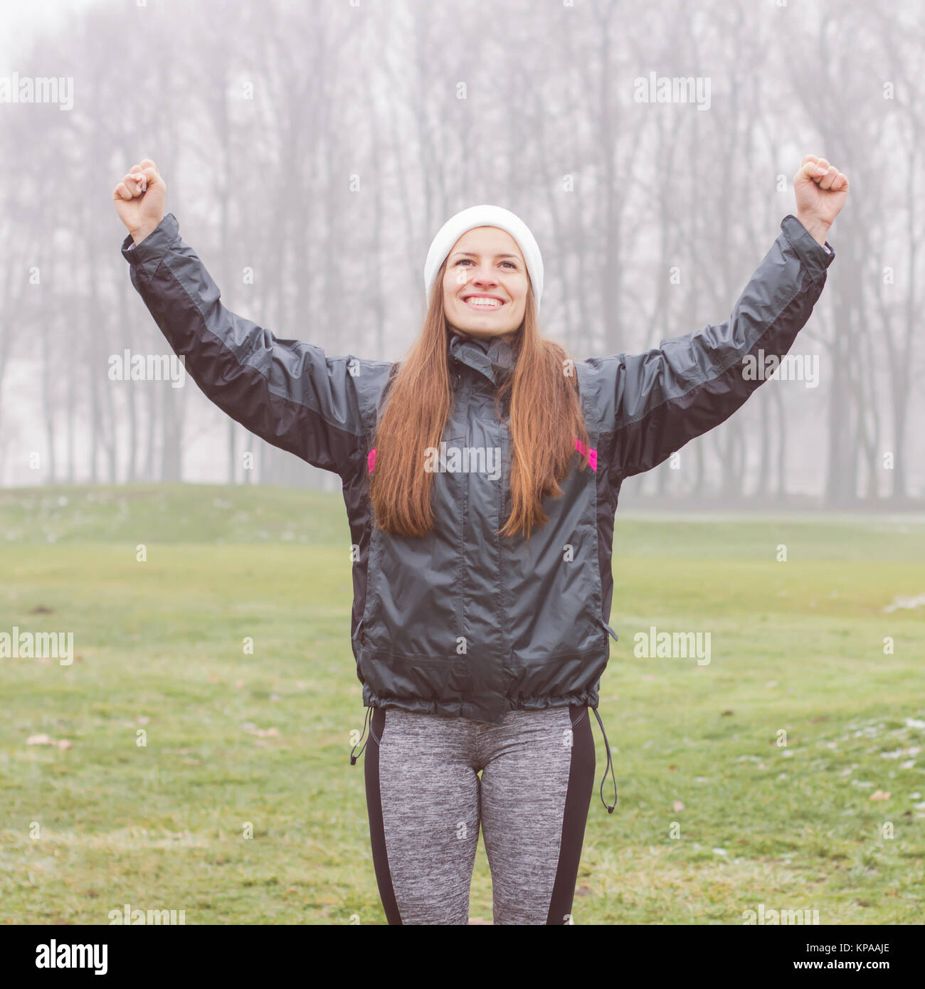 Happy Fitness Woman Stock Photo - Alamy