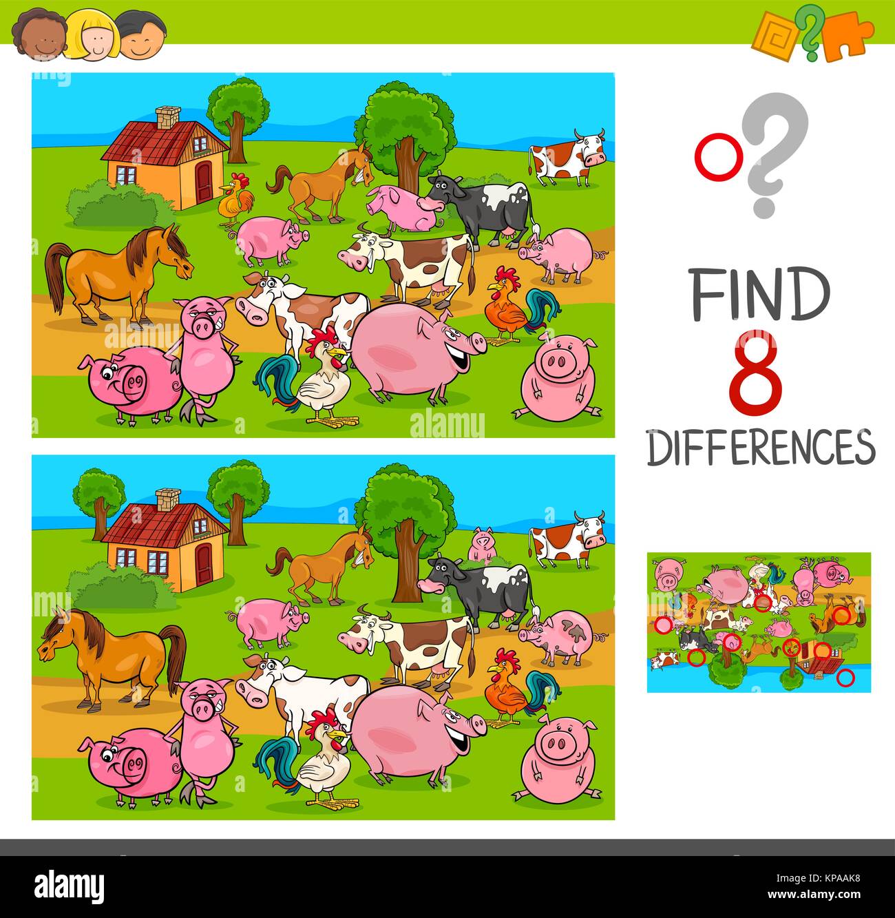 Cartoon Illustration of Finding Differences Between Pictures ...