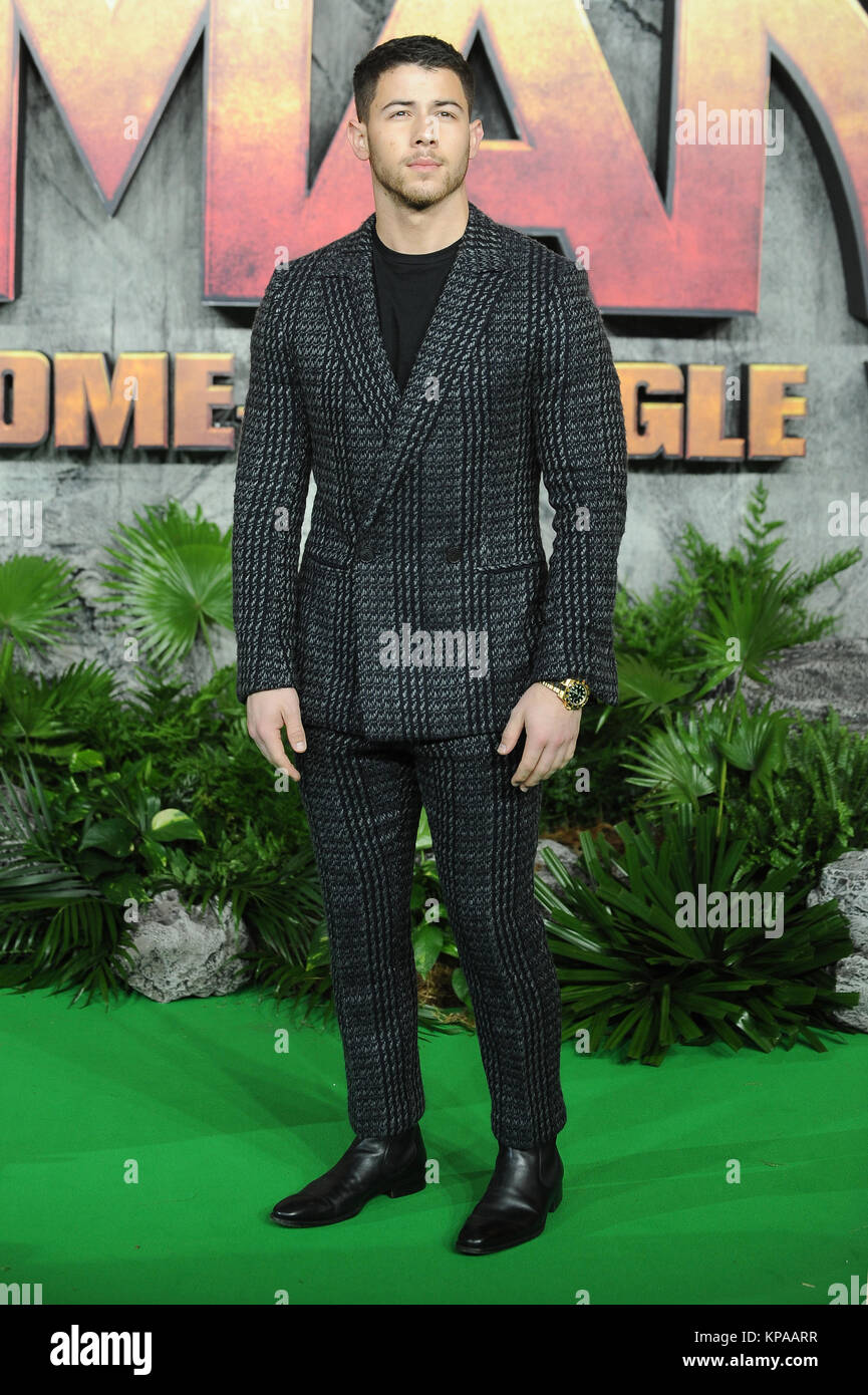 Nick Jonas attends the UK premiere of Jumanji : Welcome To The Jungle ...