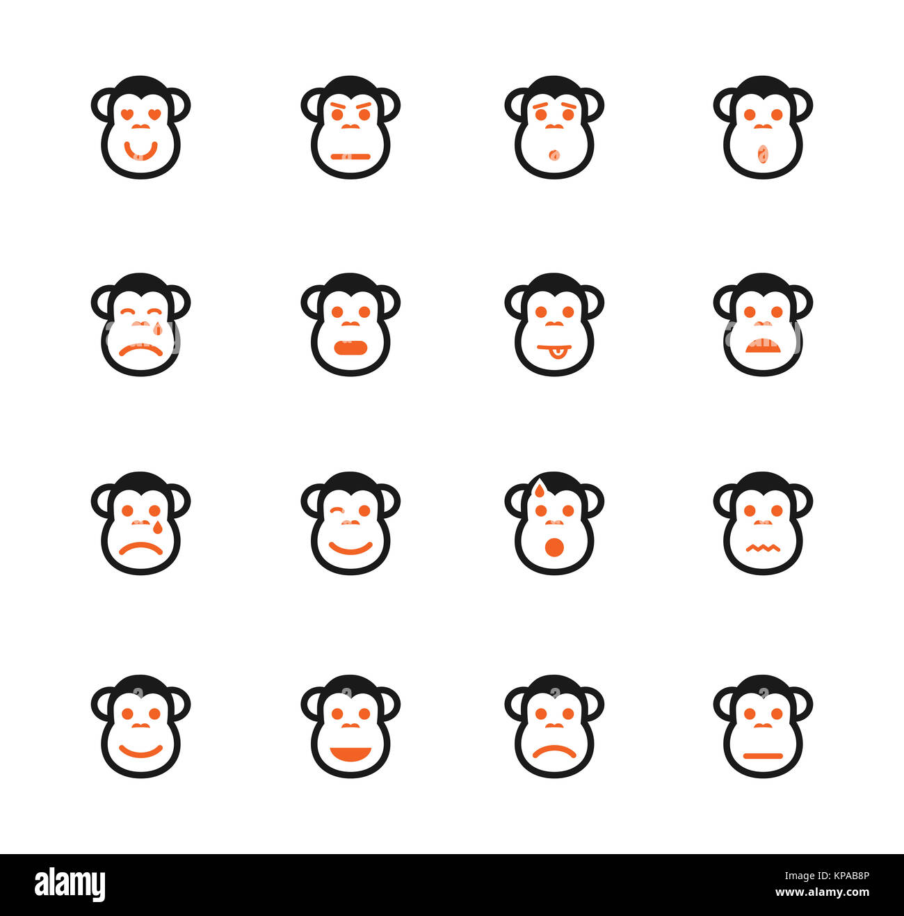 Monkey emotions simply icons Stock Photo - Alamy
