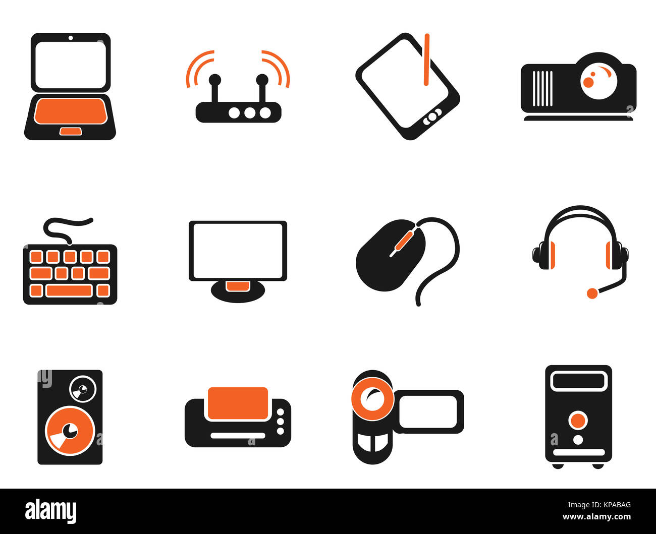 Computer equipment simple vector icons Stock Photo - Alamy