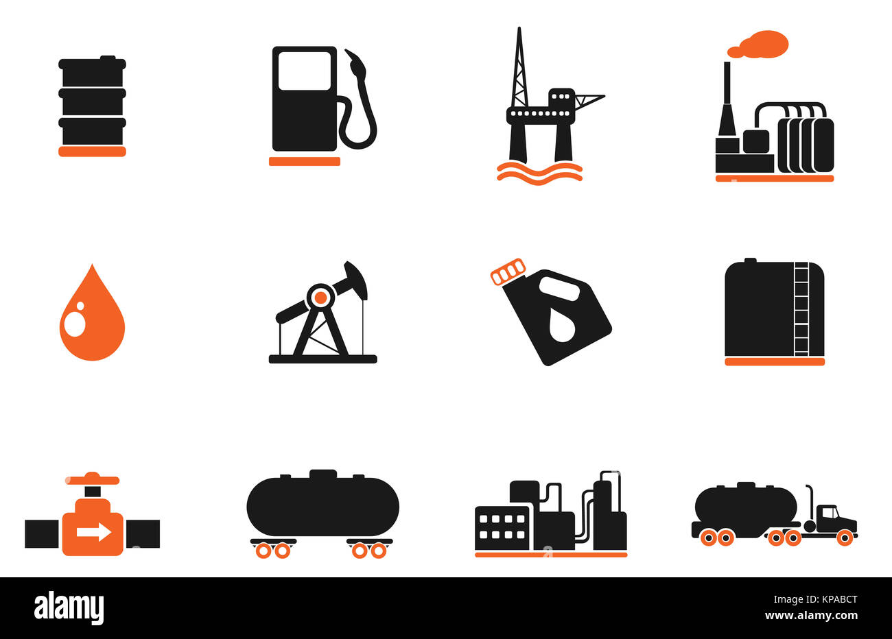 Oil and petrol industry objects icons Stock Photo - Alamy