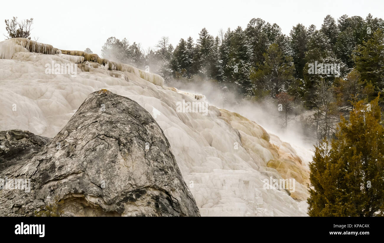 Hot Springs Waterfall In Yellowstone National Park Stock Photo - Alamy