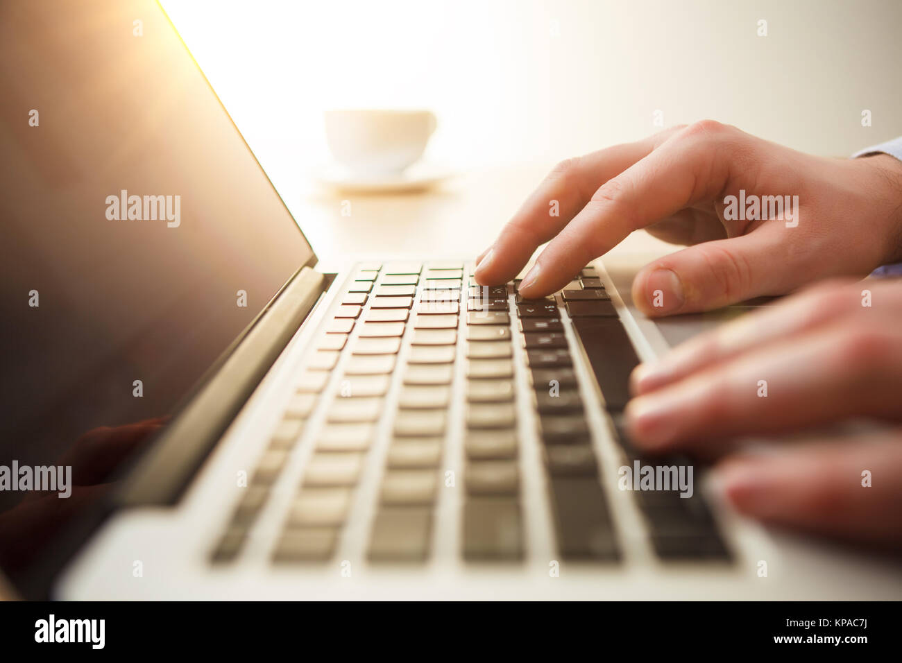 The hands on the keyboard Stock Photo - Alamy