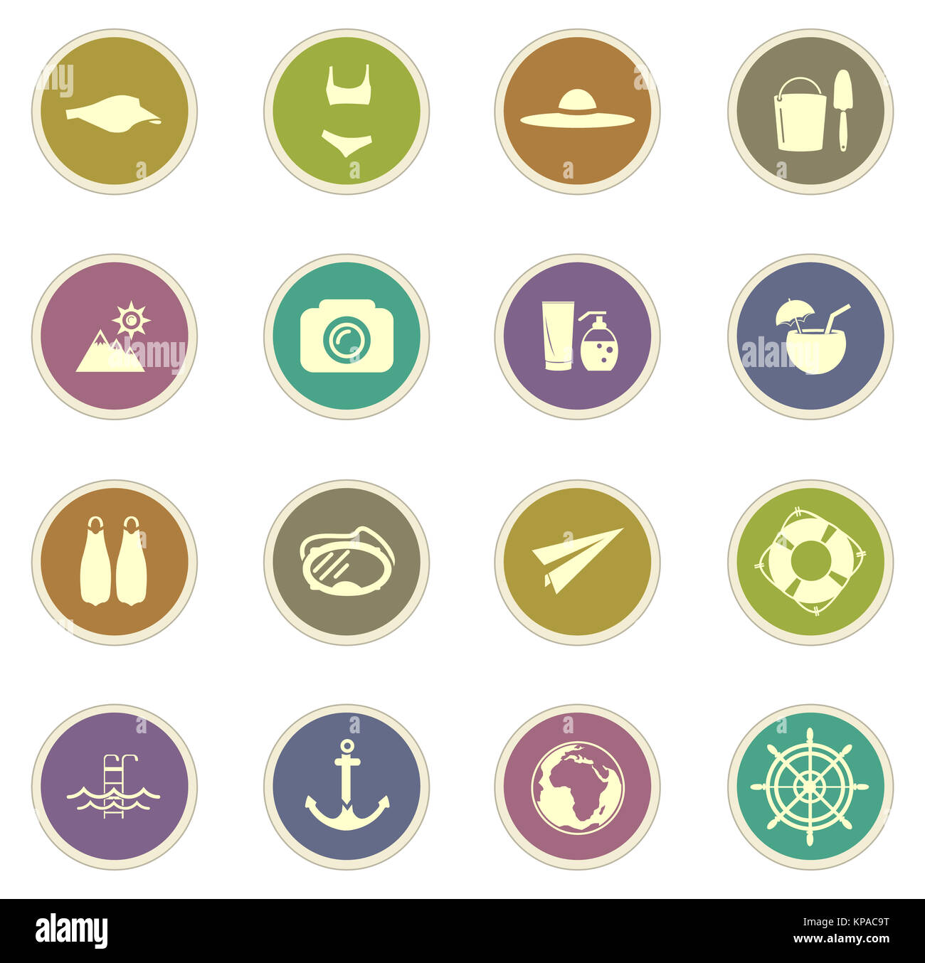 Beach icon set Stock Photo - Alamy