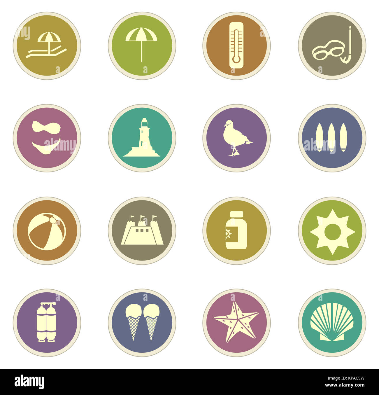 Beach icon set Stock Photo - Alamy