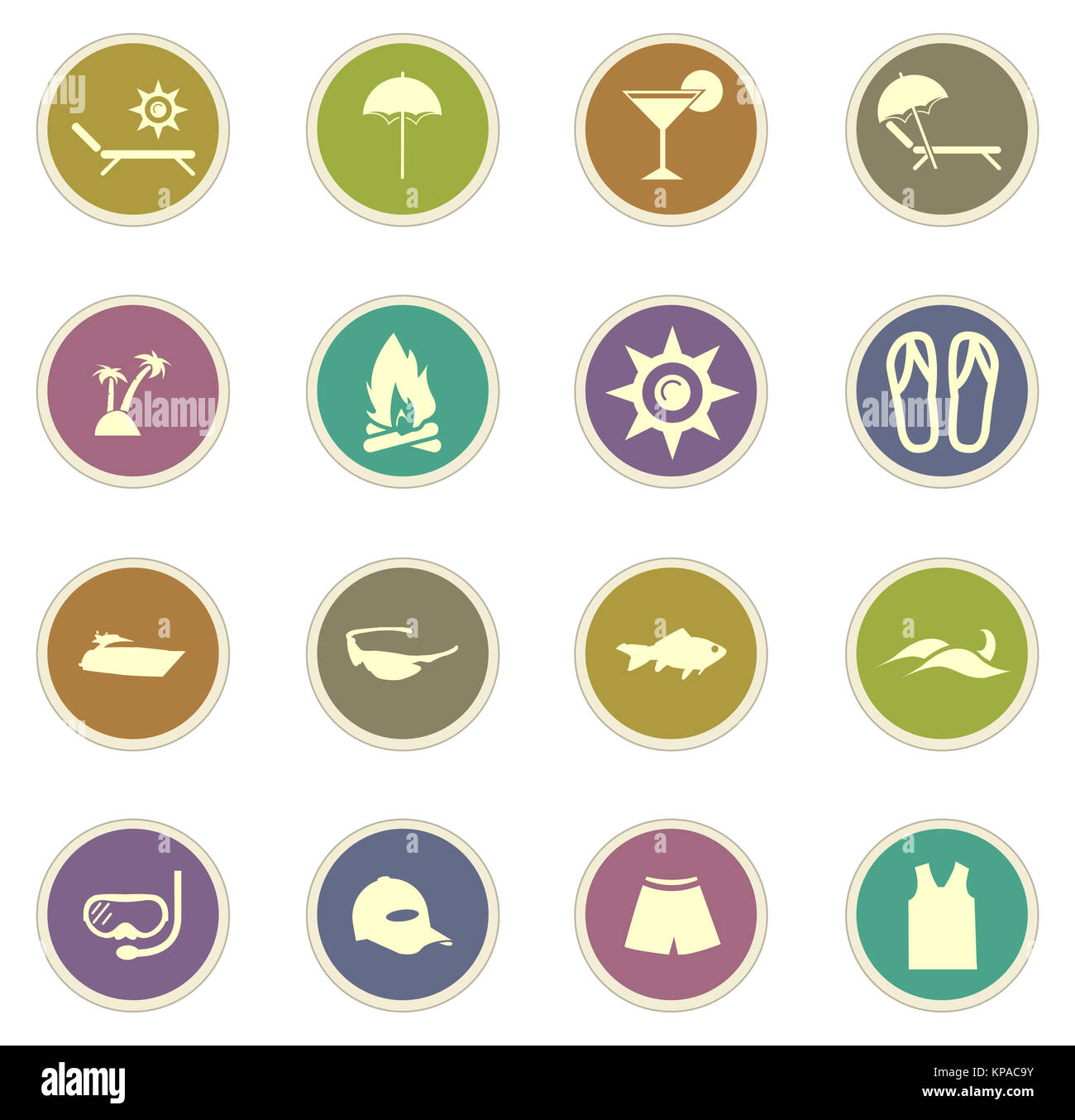 Beach icon set Stock Photo - Alamy