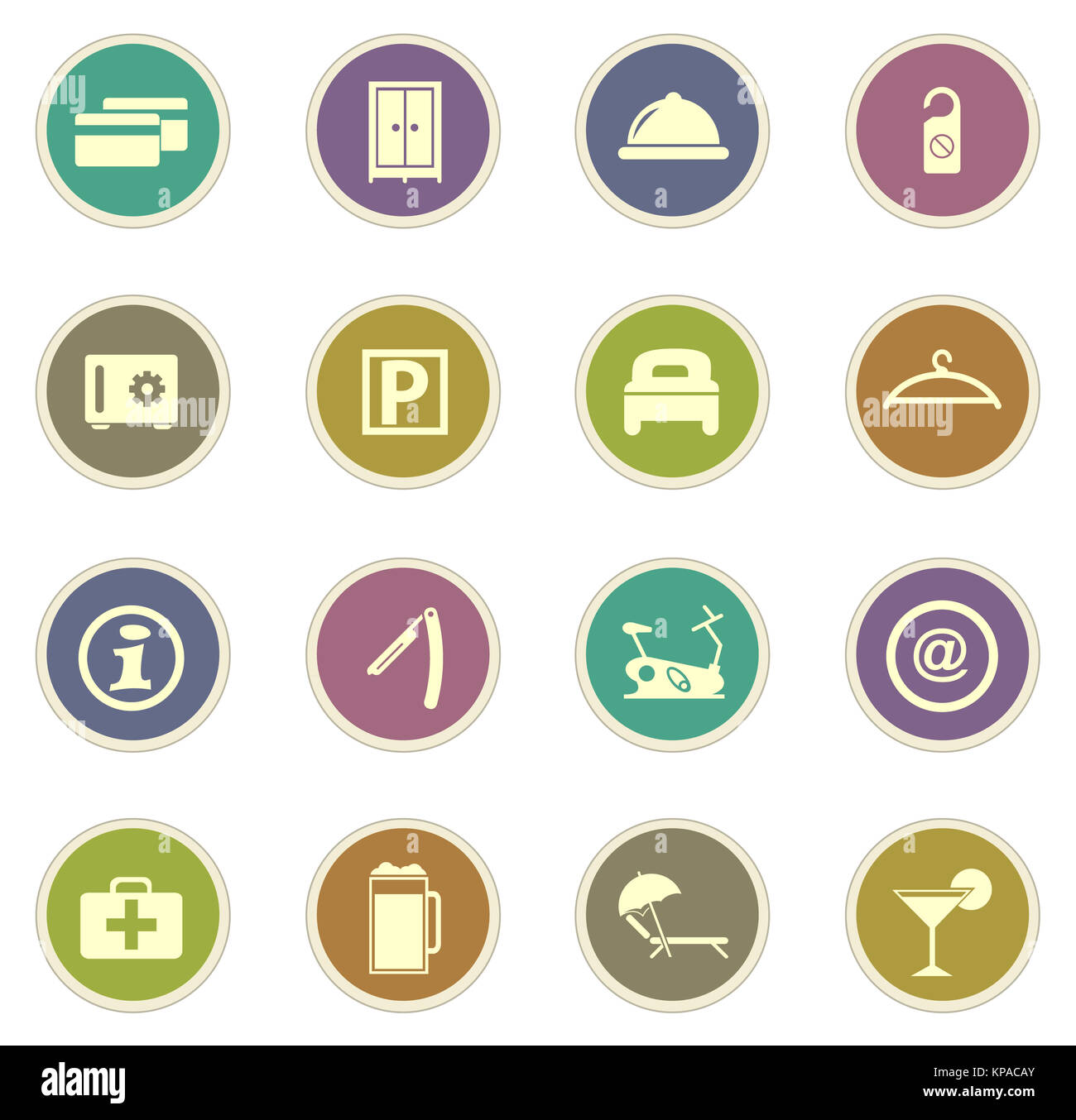 Hotel room icons set Stock Photo - Alamy