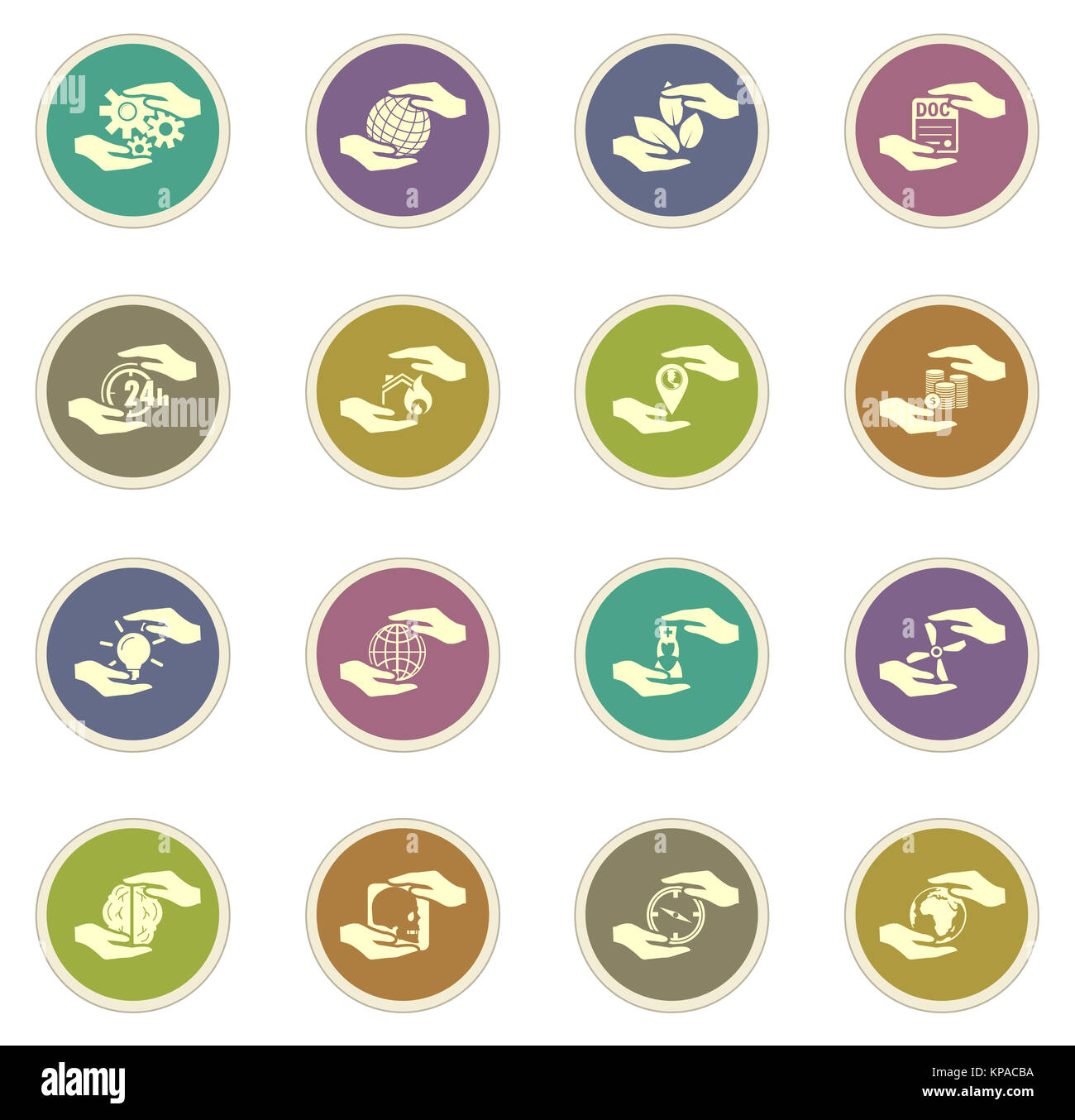 Insurance hands icons Stock Photo - Alamy