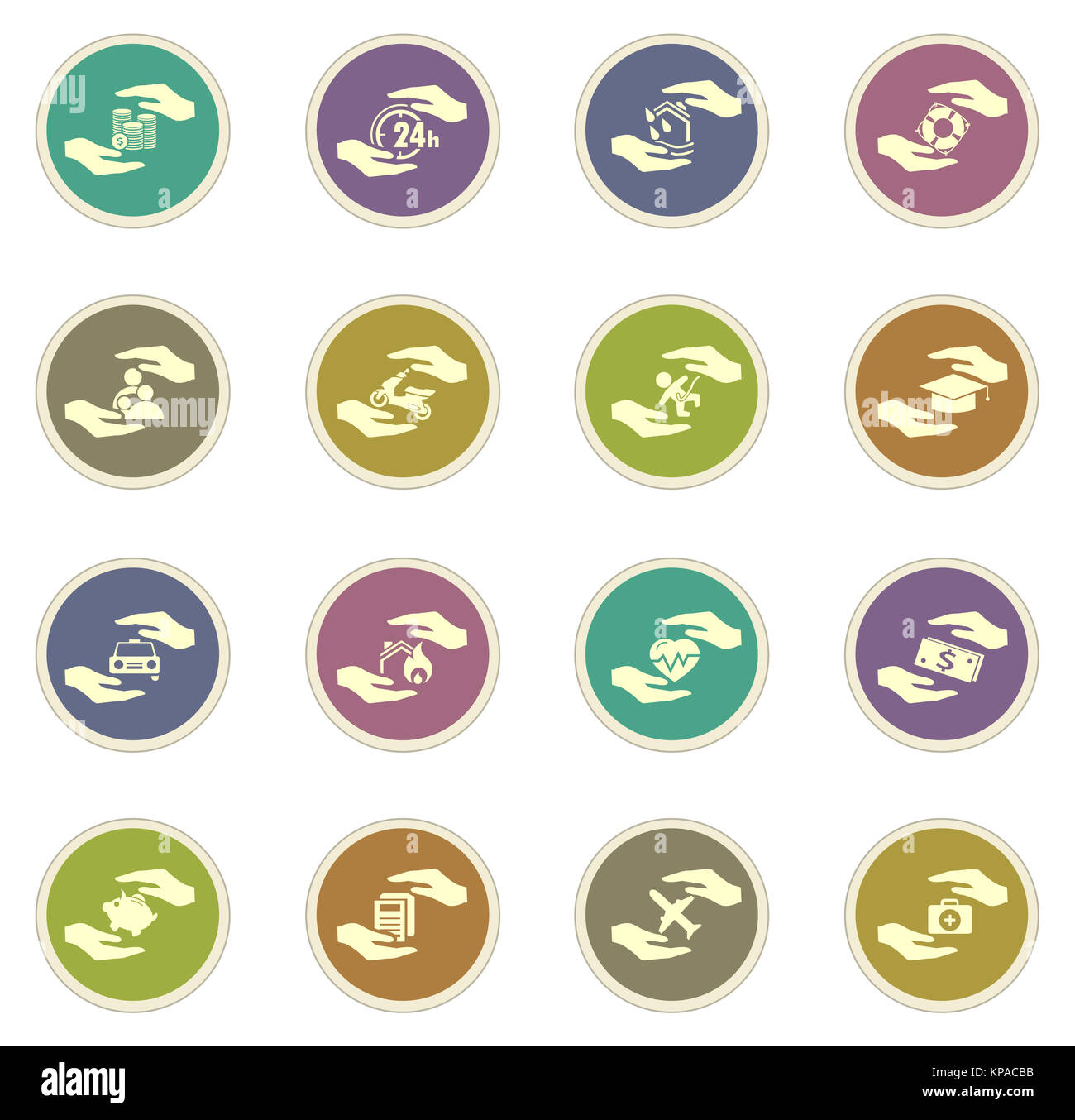 Insurance hands icons Stock Photo - Alamy